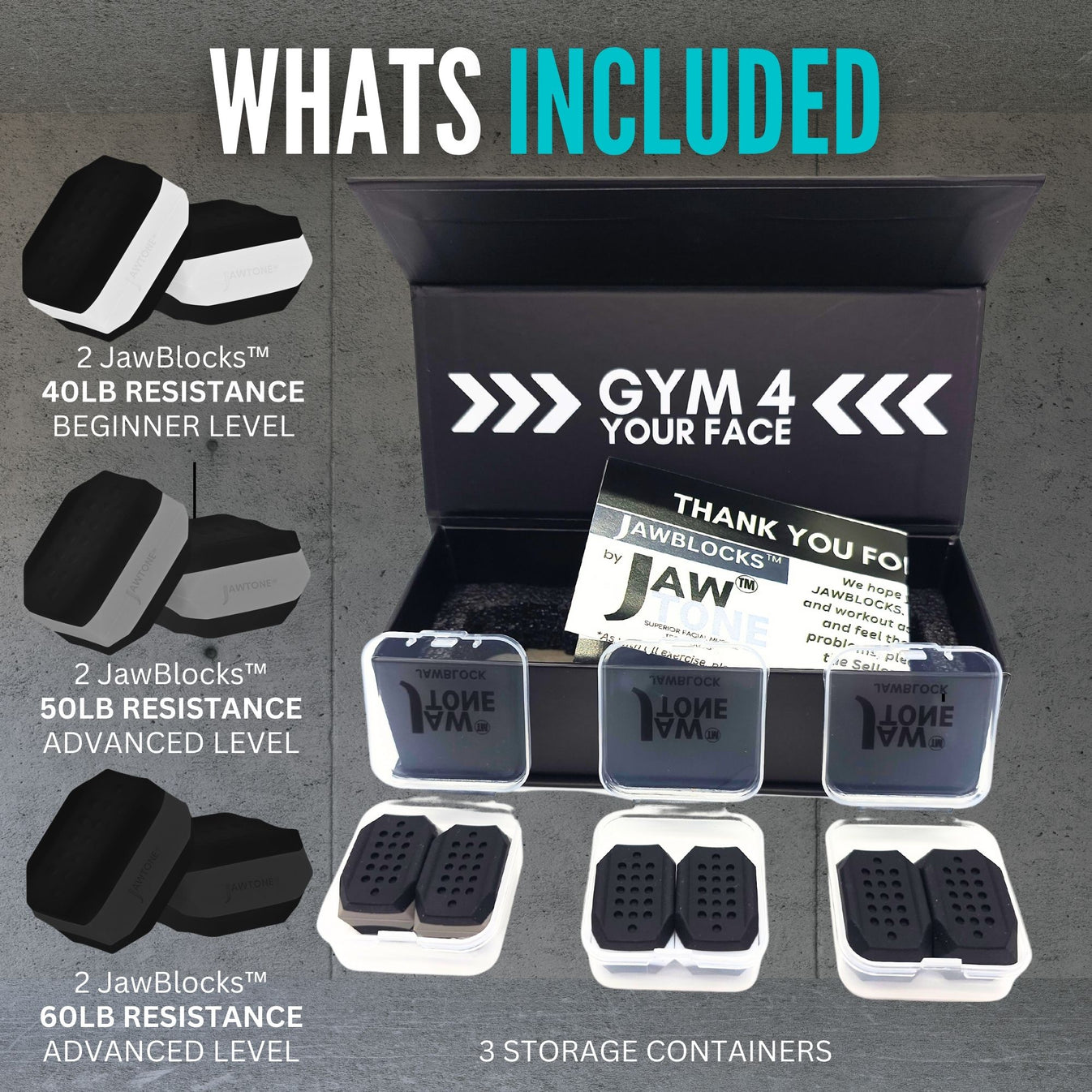 JawBlocks™ - Face Gym and Jaw Exerciser for Men & Woman [3 levels 6pcs ...